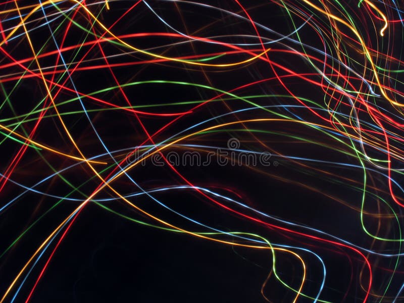 Black Background With Multicolored Luminous Lines Stock Illustration ...