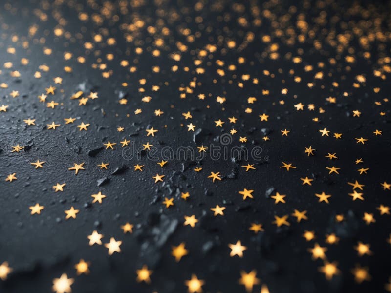 Black Background Multitude Small Gold Stars Scattered Across Texture ...
