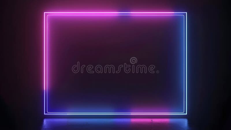 Neon Blue Purple Glowing Lines Rectangle Frame Stock Illustration ...