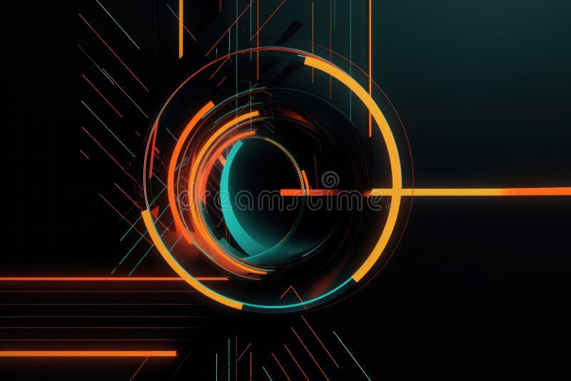 A Black Background with Neon Lines and a Circle. Generative AI Image ...