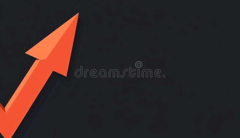 On a Black Background, an Orange Arrow Ascends in the Form of an Upward ...