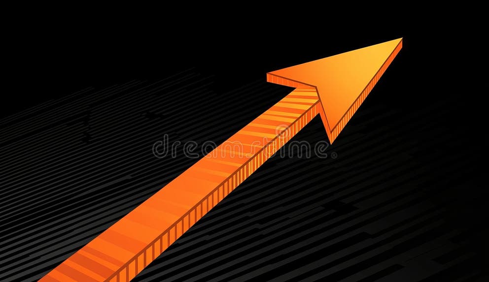 On a Black Background, an Orange Arrow Ascends, Forming an Upward Graph ...