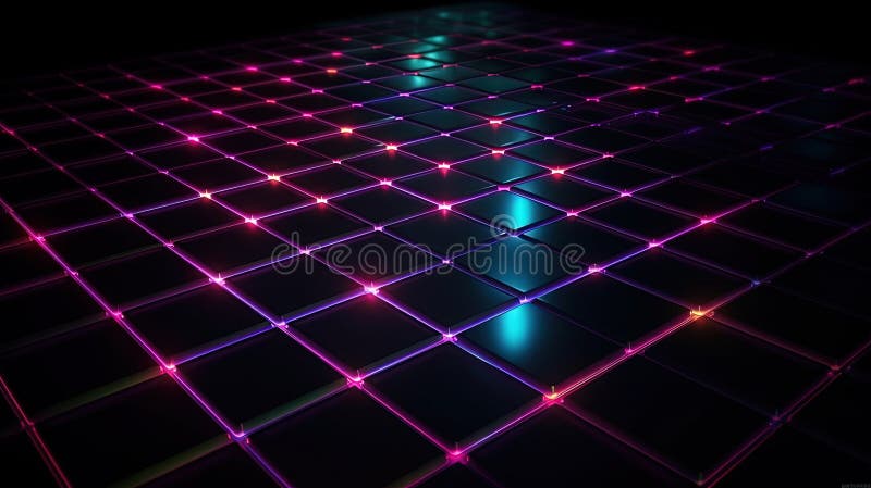 A Black Background with a Pattern of Neon Lights on it Stock ...