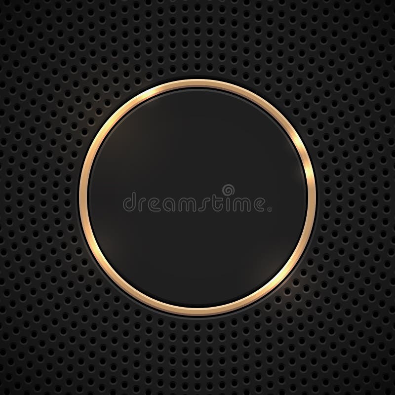 Black Background with Perforated Pattern and Gold Ring Stock ...