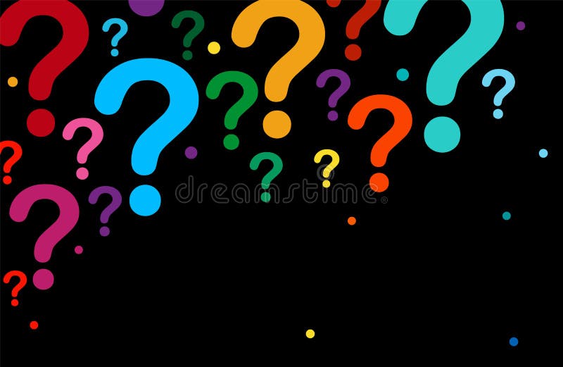 Black Background with Rainbow Question Mark. Random Large and Small ...