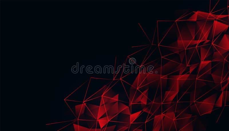 Black Background with Red Glowing Low Poly Mesh Stock Vector ...