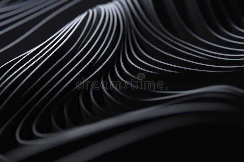 A Black Background with a Series of Thin, Sweeping Curved Lines Casting ...