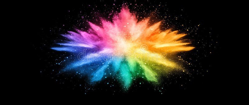 A Black Background Set Against an Explosion of Vibrant Color Powder ...