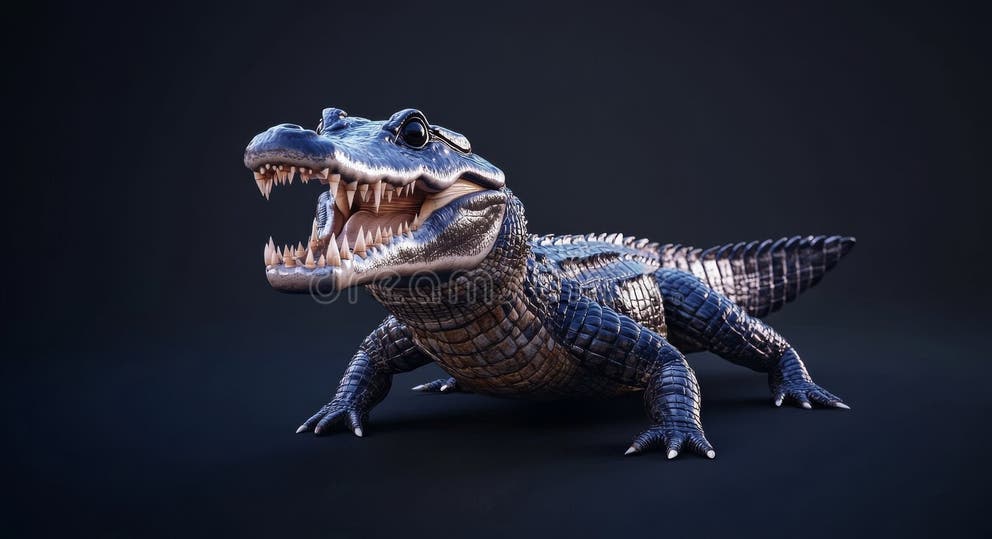 A Black Background Sets the Stage for a Colossal Crocodile with Its ...
