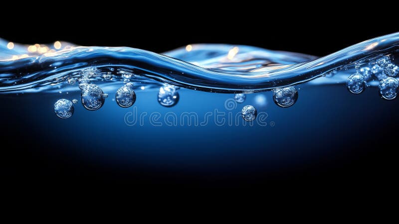 In a Black Background Setting, Water Bubbles Illustrate the Concept of ...