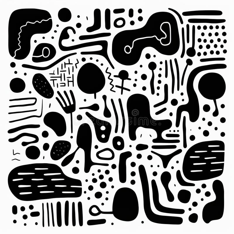 Abstract Organic Shapes: a Black and White Interactive Artwork Stock ...