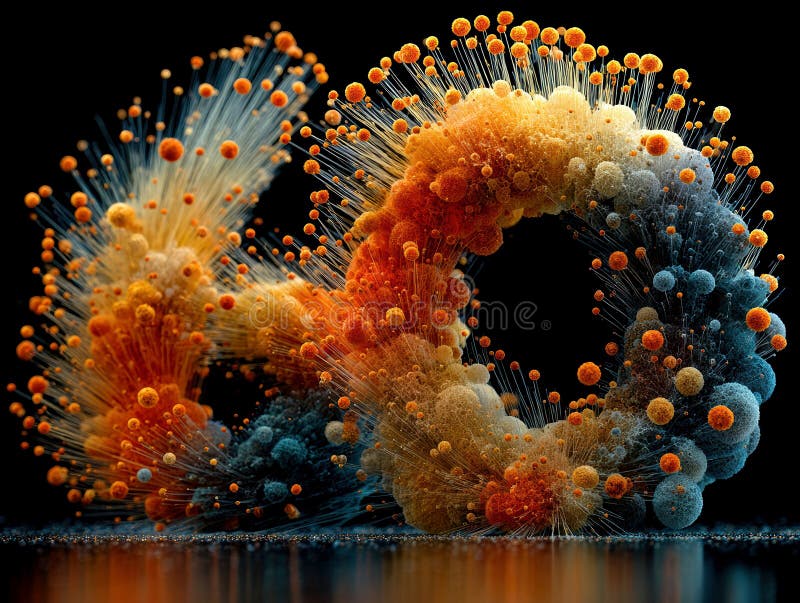 Black Background with a Six-shaped Array of Firework Orbs and Comet ...