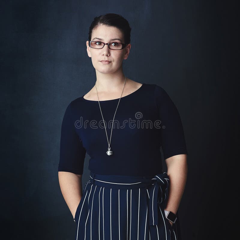 Black Background, Thinking and Vision with Business Woman in Studio for ...
