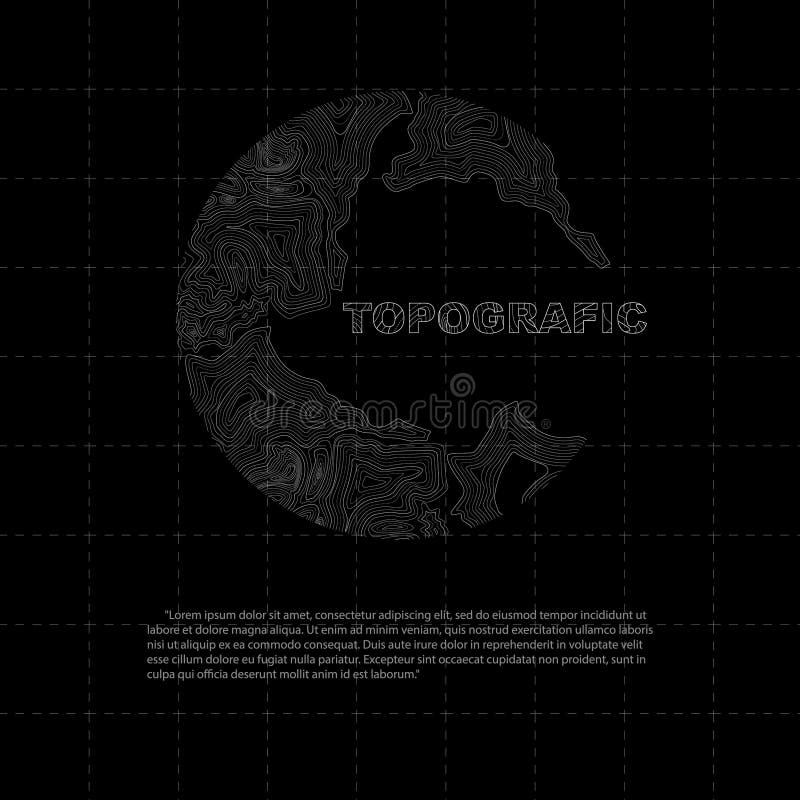 Black Background of the Topographic Map. Topographic Map White Lines ...
