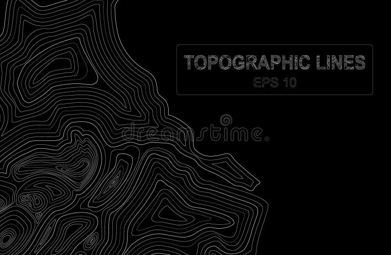 Black Background of the Topographic Map. Topographic Map White Lines ...