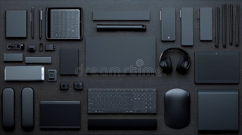 A Black Background with a Variety of Electronic Devices Stock ...