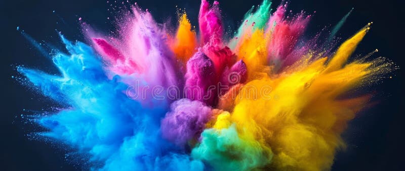 Black Background with a Vibrant Explosion of Colorful Powder Stock ...
