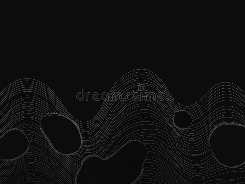 Black Background with Wavy Lines Motion and Copy Stock Illustration ...