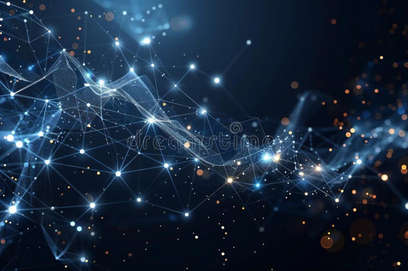 Black Background with White Data Technology and Digital Lines ...