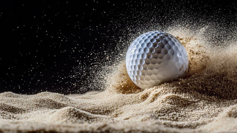 Black Background with a White Golf Ball Causing an Explosion of Golden ...