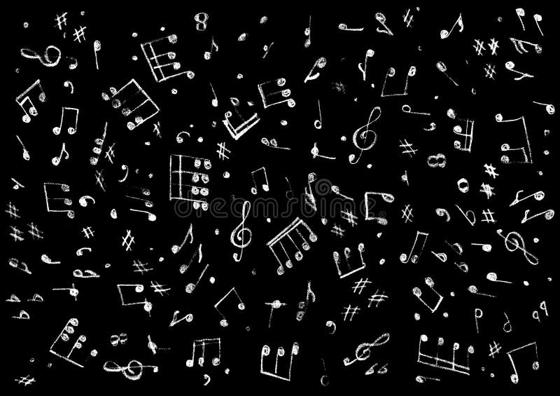 Black Background with White Painted Musical Signs, Notes Stock ...