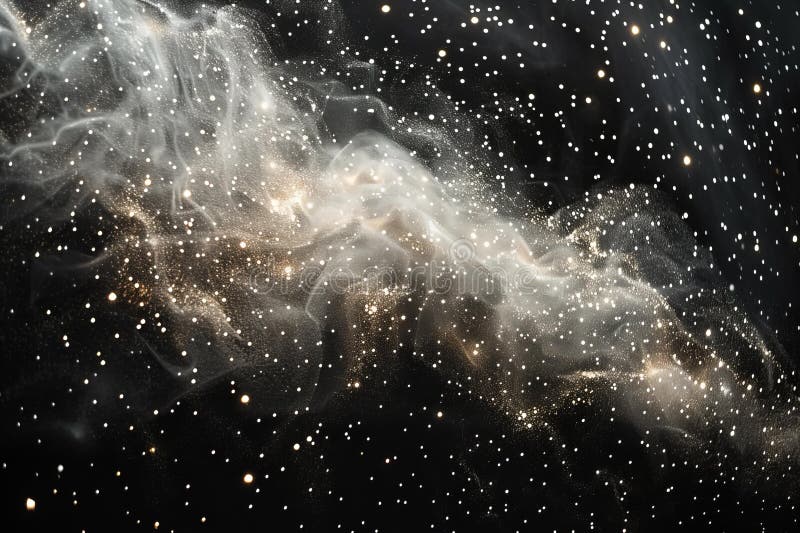 A Black Background with White Particles Floating Around, Arranged in a ...