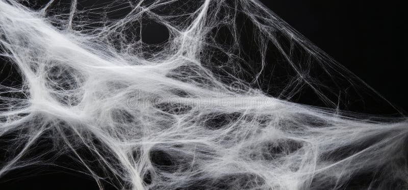 On a Black Background, White Spider Webs Hang from the Left and Right ...