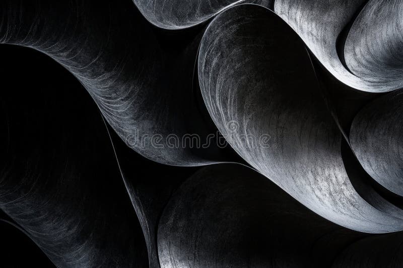 A Black Background with Wide, Soft-edged Curved Lines, Each Casting a ...