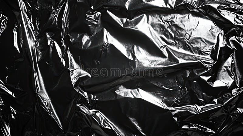 Black Background, Wrinkled Plastic Wrap Texture. Plain Dark Black ...