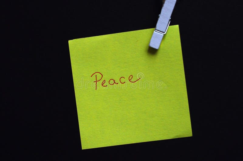 Peace Write on Yellow Paper Stock Illustration - Illustration of poster ...