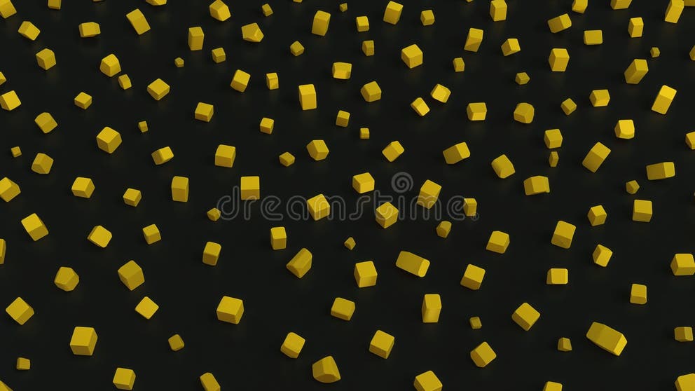 A Black Background with Yellow Cubes Scattered All Over it Stock ...