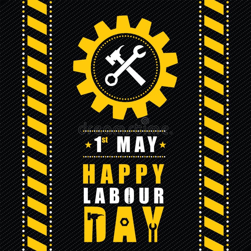 Black Background with Yellow and White Elements for Labour Day. Stock ...
