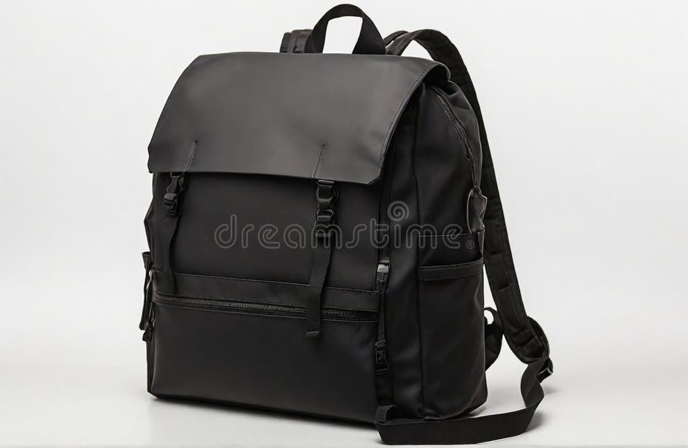 Black Backpack, Cut Out on White Background Stock Illustration - Illustration of office, handle ...