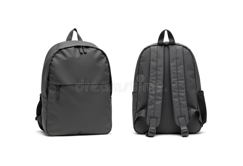 Black Backpack Design Front and Back Set. College or School Rucksack ...