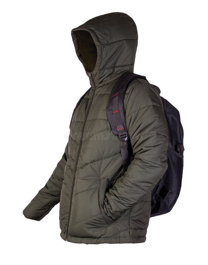 Black Backpack Dressed in a Red Jacket Isolated on a White Background ...