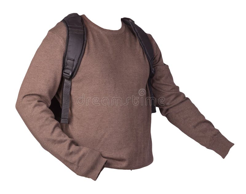 Black Backpack Dressed in a Knitted Sweater Isolated on a White ...
