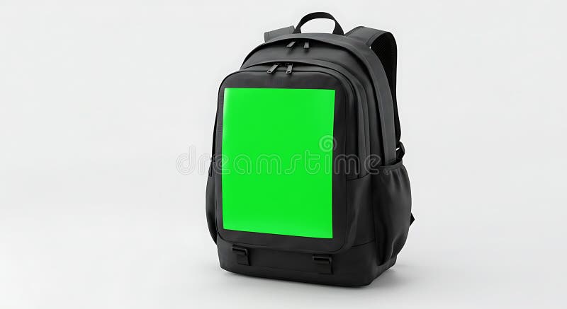 Black Backpack with Green Screen Stock Illustration - Illustration of ...