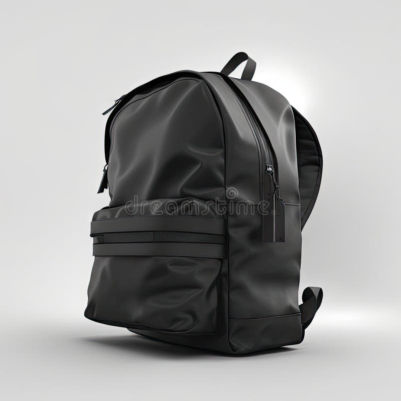 Black Backpack Mockup Made of Dense Durable Fabric on White Background ...