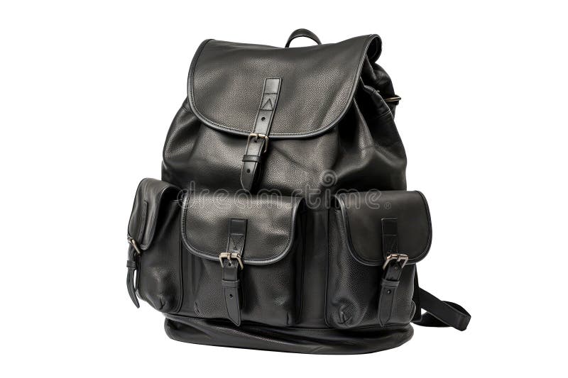 Black Backpack on White Background Stock Illustration - Illustration of ...