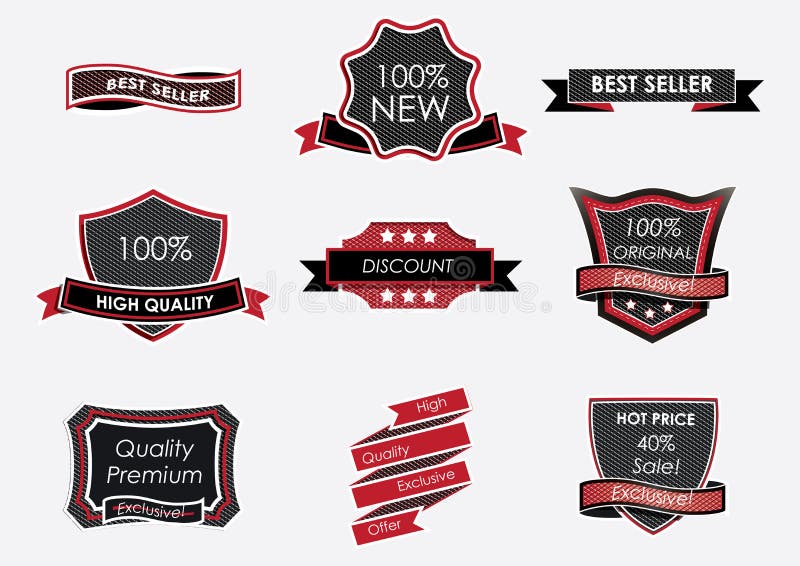 Set of black web badges stock vector. Illustration of protection - 21210846