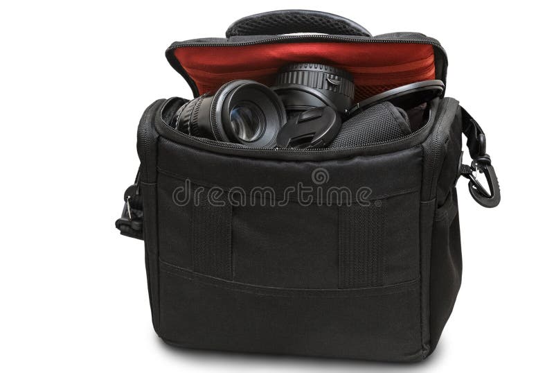 Bag for Camera and Accessories on a White Background. Stock Image ...