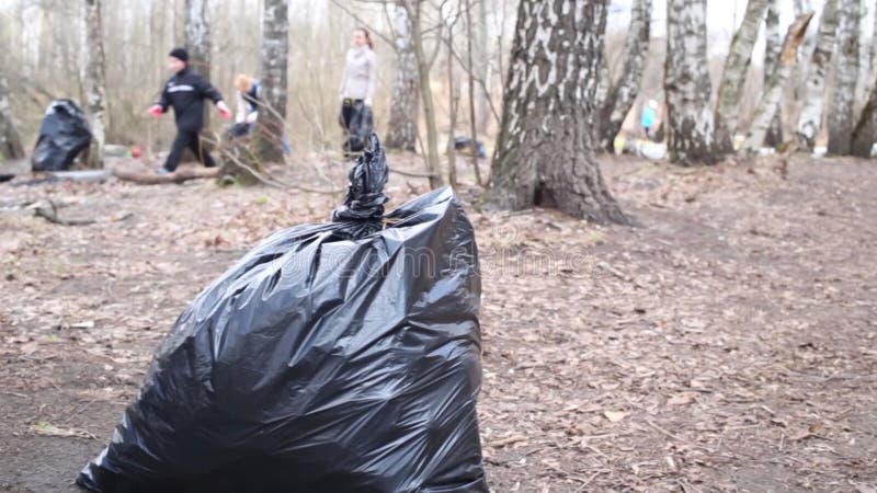 Black Bag of Trash on Ground during Spring Stock Footage - Video of ...