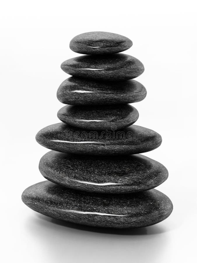 Black Balancing Stones Isolated on White Background. 3D Illustration ...