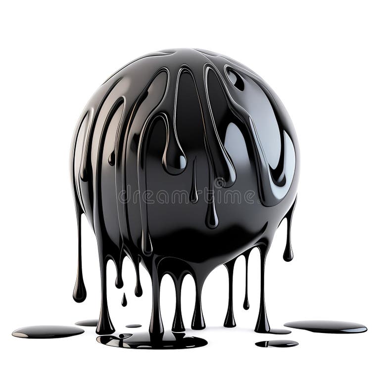 Black Ball with Dripping Black Paint Stains Stock Image - Image of ...