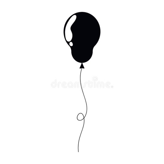 Black Balloon Floating with a Twisted String in a Minimalist Style Stock Vector - Illustration ...