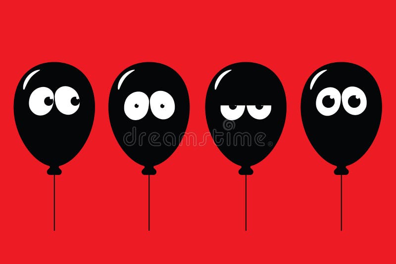 Black Balloons with Eyes on Red Stock Vector - Illustration of emotions ...