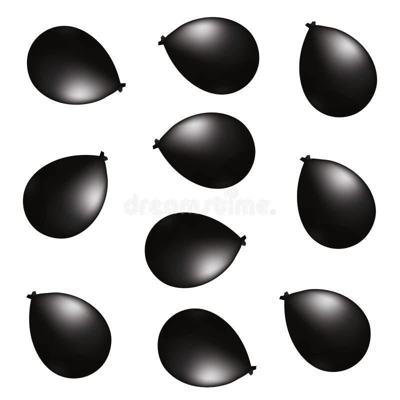 Black Balloons Glowing Decoration Party Stock Vector - Illustration of ...