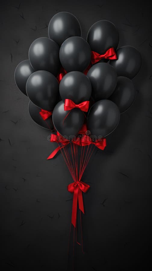 Black Balloons with Red Ribbons. Shopping Shopping Stock Image - Image ...