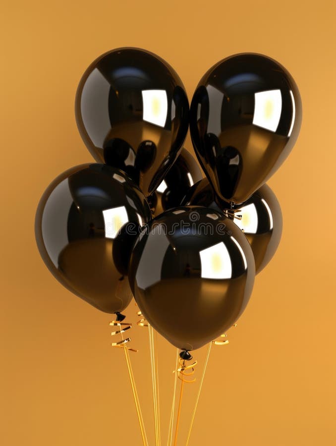 Black balloons on table stock image. Image of generated - 374059679