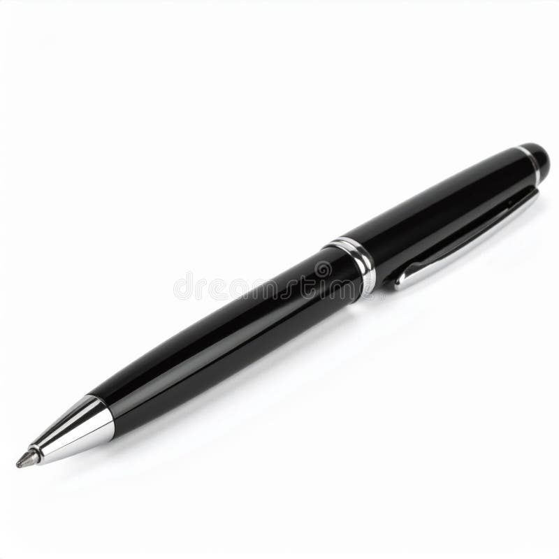 Black Ballpoint Pen on White Background Stock Illustration ...